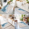 Abstract Blue Area Rugs 2x3ft Beige Ocean Wave Oil Painting Style ...