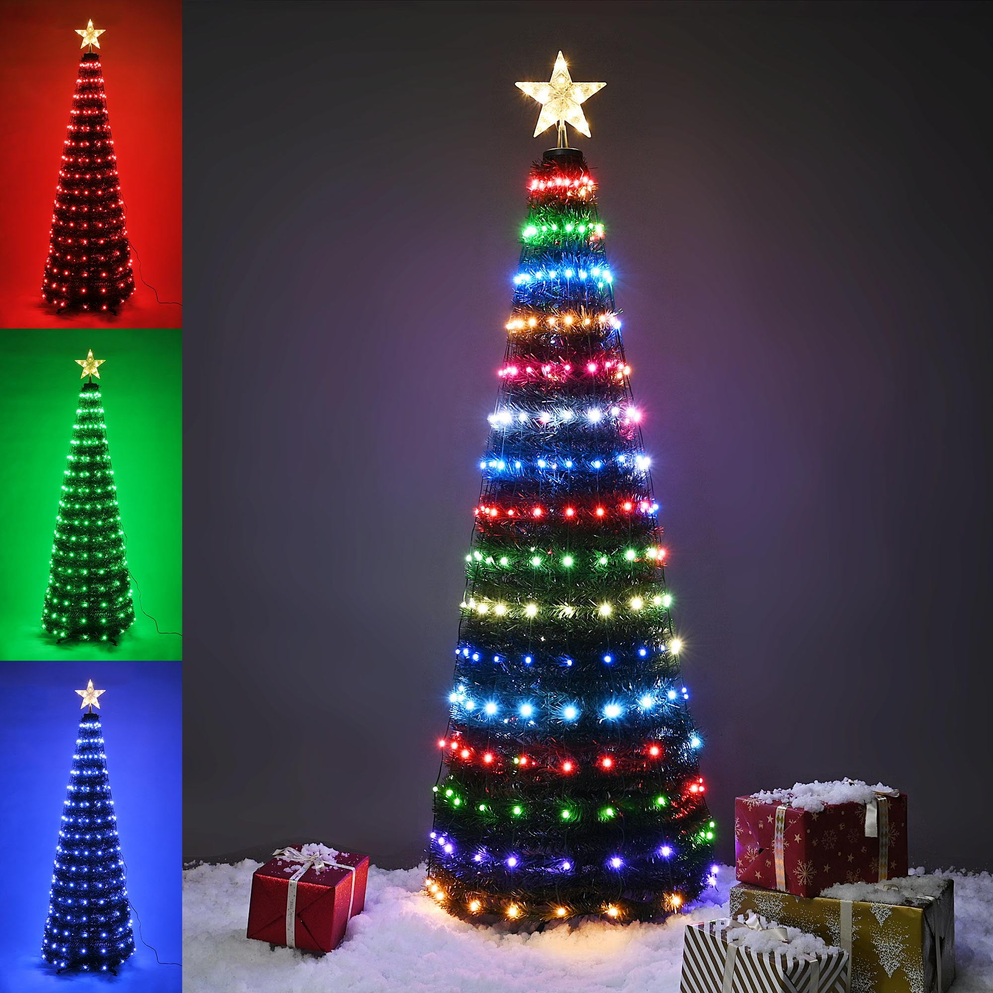 Yescom 6Ft RGB Christmas Tree Decoration Light Pop Up Christmas Tree ...