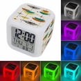 Alarm Clocks Boho Mid Century Digital Clock 7 Color LED Night Light ...