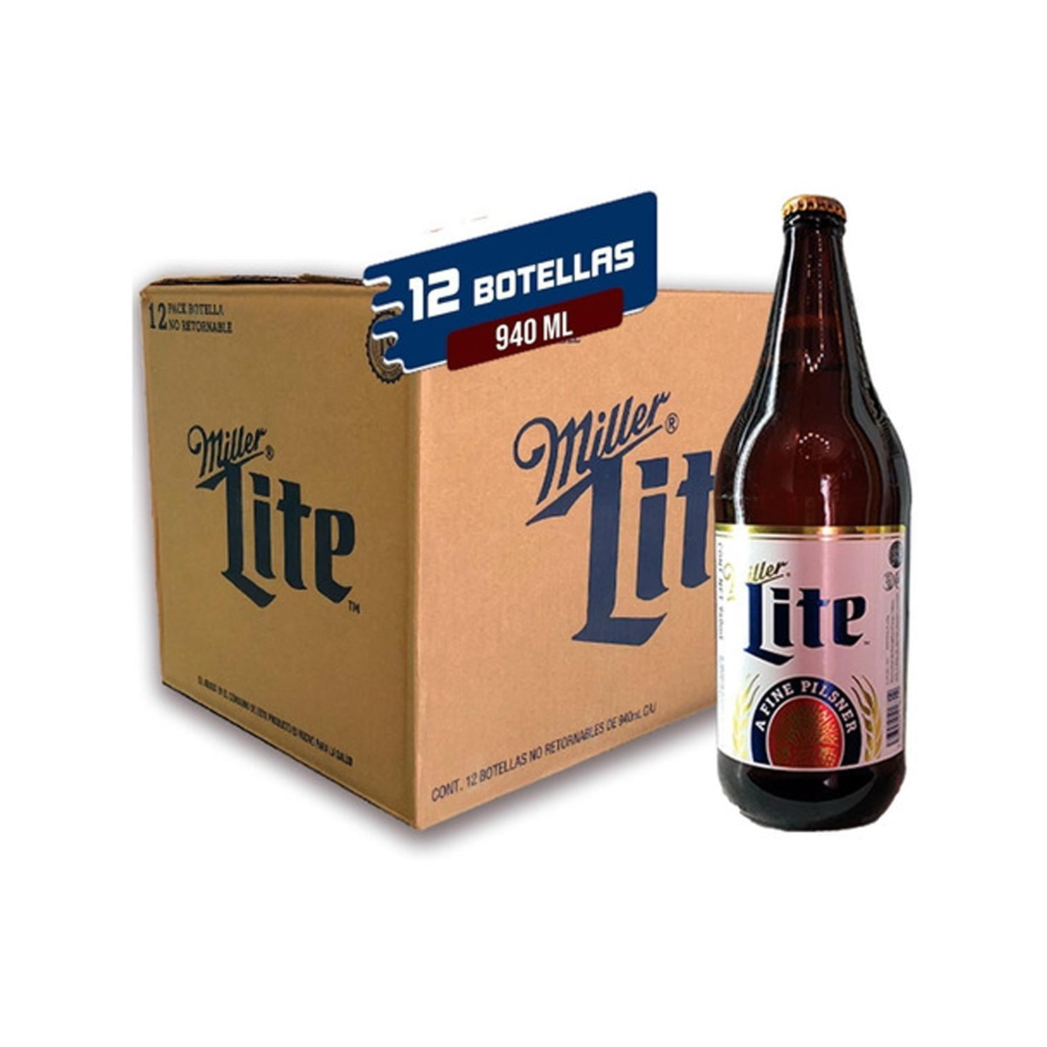 Pack de 12 Cerveza Miller Lite Botella 940 ml | Walmart en línea