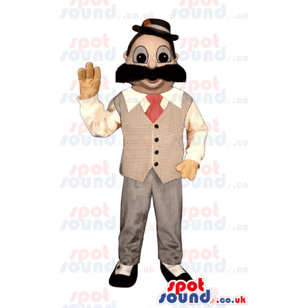 Human SPOTSOUND Mascot With A Mustache Wearing Banker Garments ...