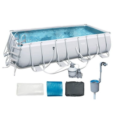 Bestway 18ft x 9ft x 4ft Rectangular Above Ground Swimming Pool Kit ...