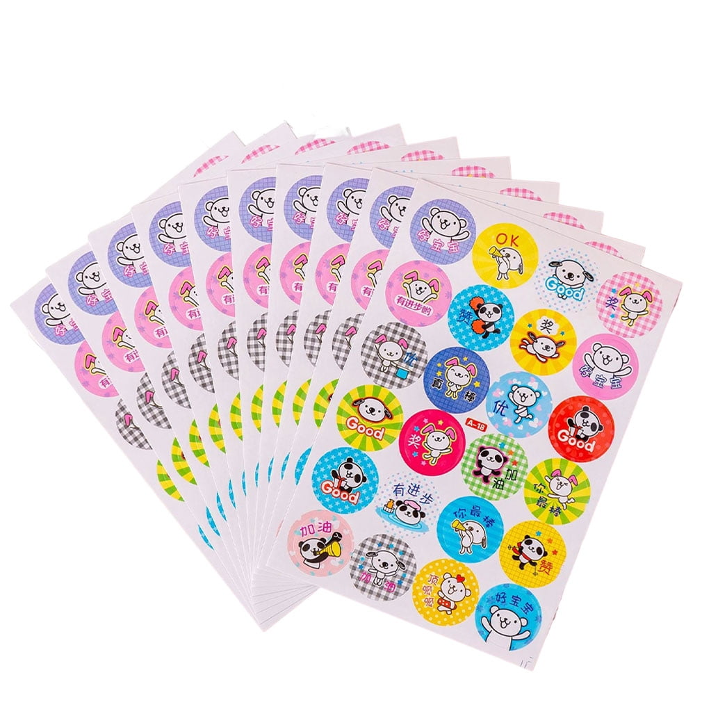 TureClos 10 Sheets Commend Stickers Mini Lovely Removable PVC Praise ...
