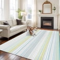 Aqua Yellow Stripe Washable Rug 5x7 Area Rug for Living Room Bedroom ...
