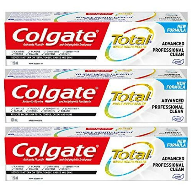 Colgate TOTAL ADVANCED Professional Clean Toothpaste, 120 Milliliters, 3 Count - Walmart.ca