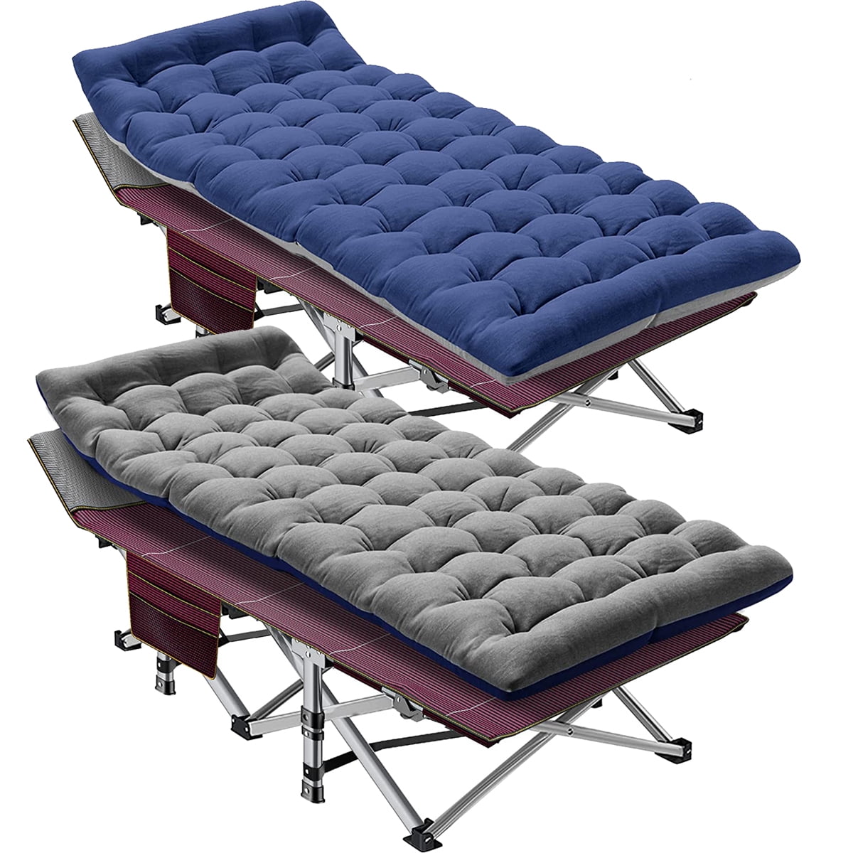 Slsy Folding Camping Cots with 2 Sided Mattress & Carry Bag, 2 Packs 75 ...
