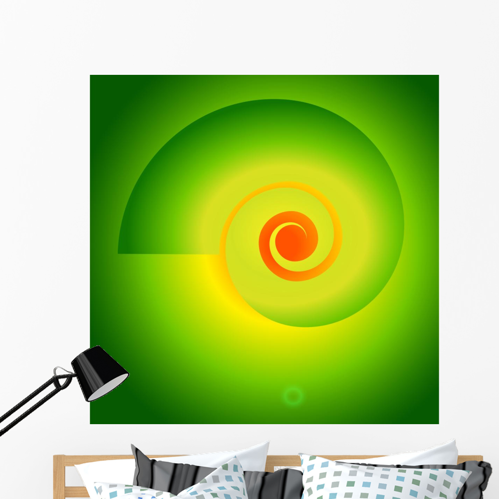 Fibonacci-spiral-vortex-on-a-bright-green-background Wall Mural by ...
