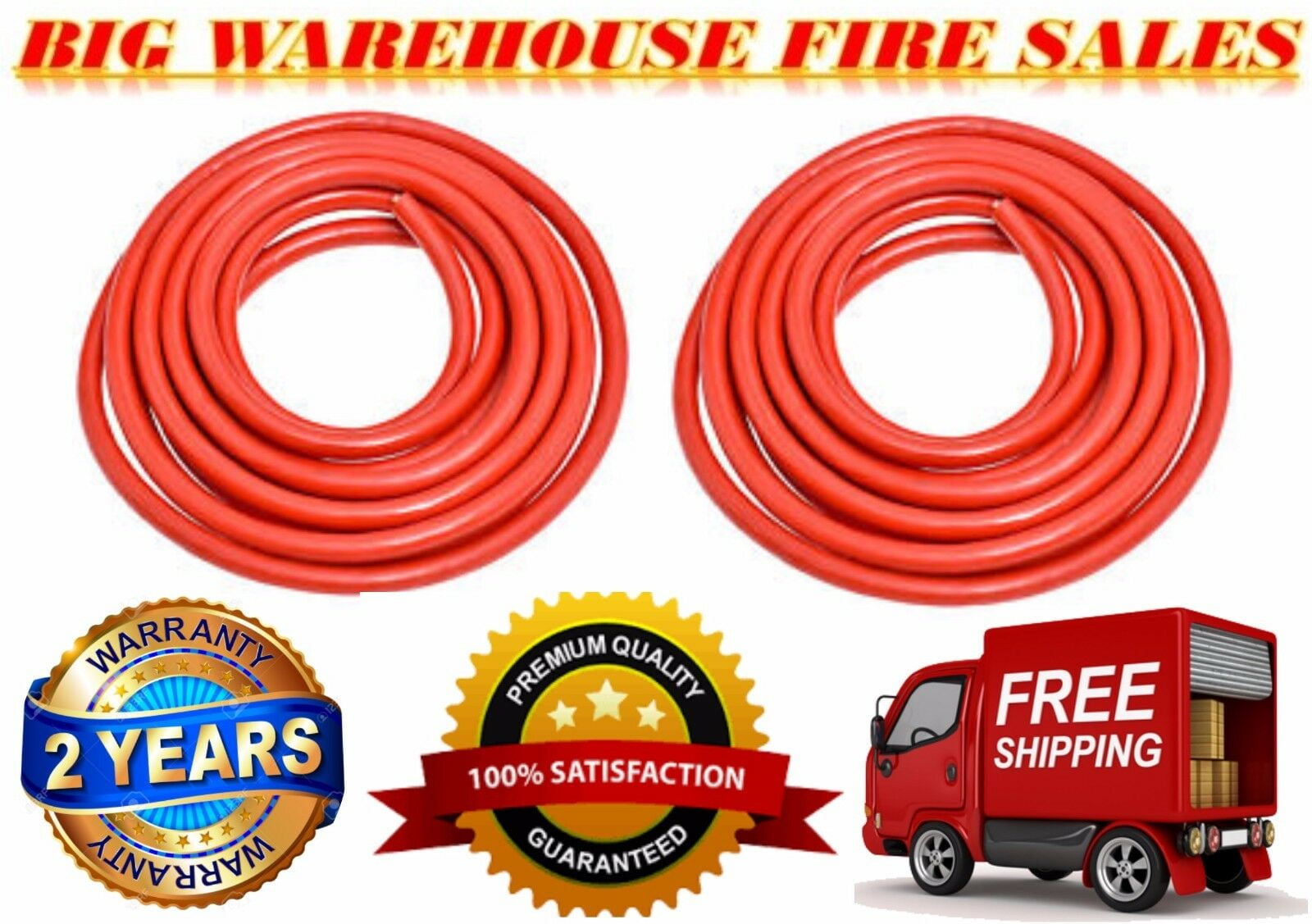 2) 4 Gauge Wire Red Amplifier Power/Ground 4 Ga Amp Wire 25 Feet Cable ...