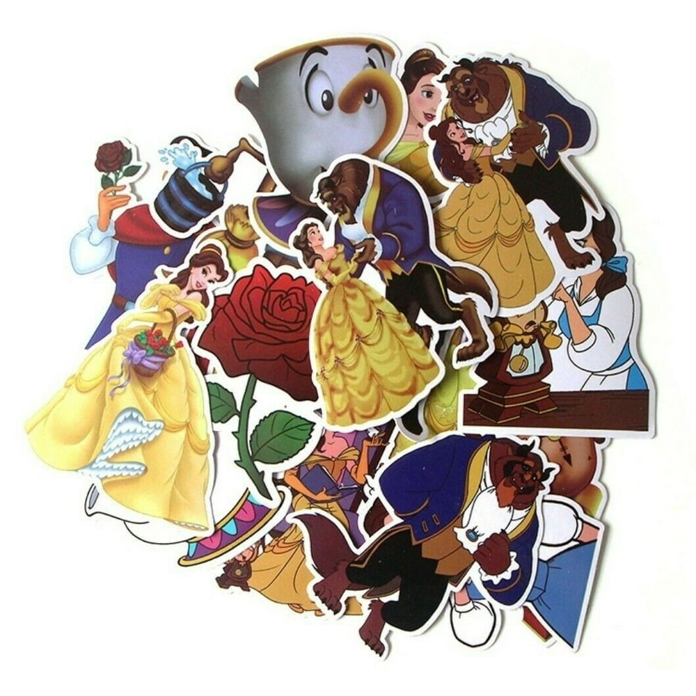 Beauty and The Beast Themed Set of 18 Assorted Stickers Decal Set ...