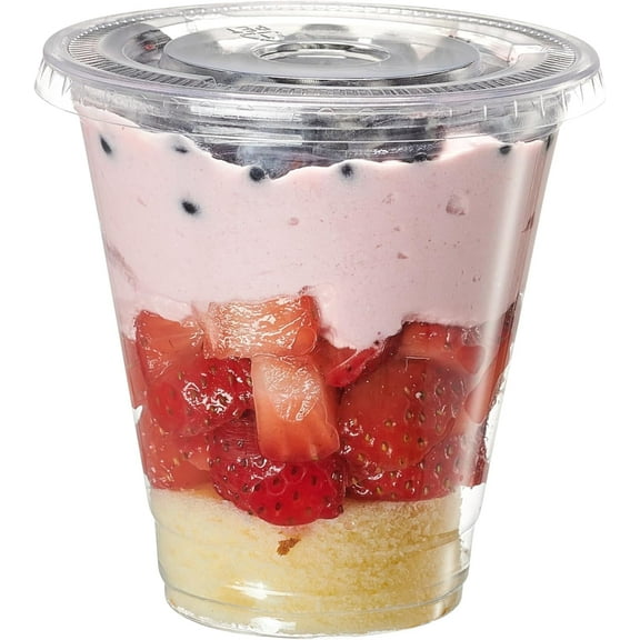 Lamosi 50 Pack 9 oz Clear Plastic Cups with Lids, Disposable Cups with ...