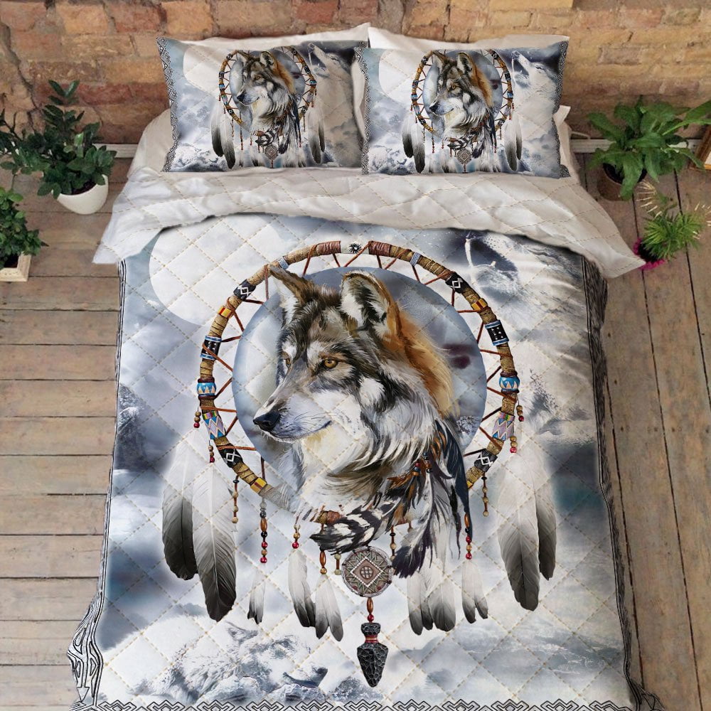 Flagwix 3 Pieces Queen Size Quilt Sets, Wolf Quilt Bedding Set, Wolf ...