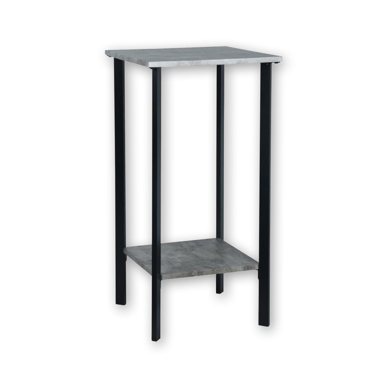 ITY International - 2 Tier Square Side Table, 16"x16"x32", Cement Gray ...