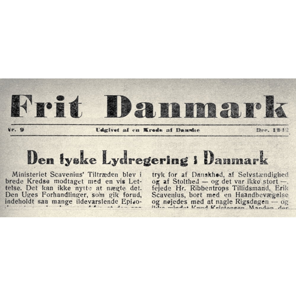 World War Ii Denmark 1942 Nmasthead Of The Resistance- Movement ...