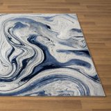 Luxe Weavers Modern Abstract Marble Swirl Blue 8x10 Area Rug Living ...