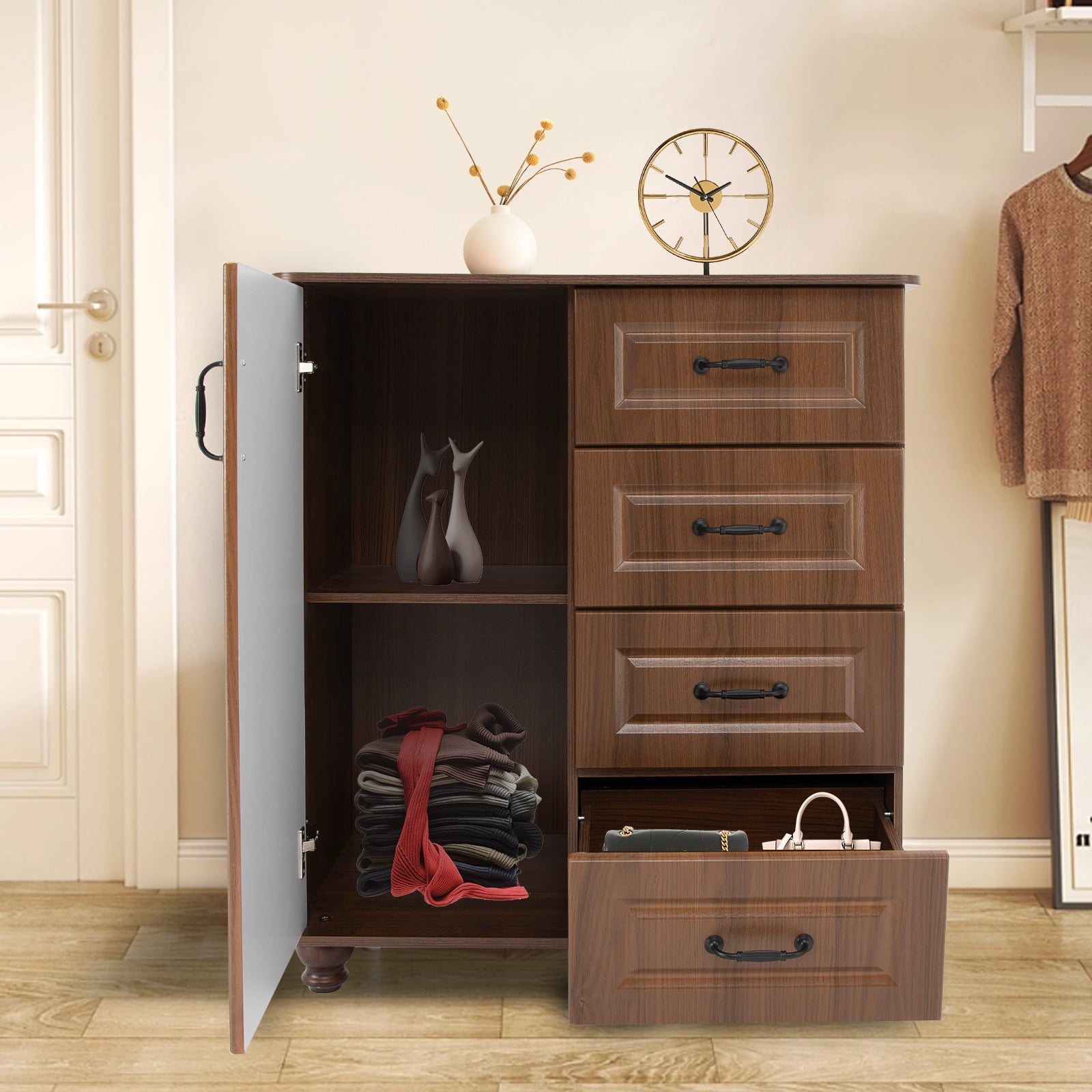 Miumaeov Storage Cabinets with 1 Doors and 4 Drawers Sideboard Buffet ...