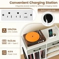 Harmijoy Large Record Player Stand w/Charging Station, 2 Fabric Drawers ...