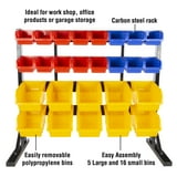 Stalwart 26 Bin Wall Mountable or Free Standing Tool Storage Rack ...