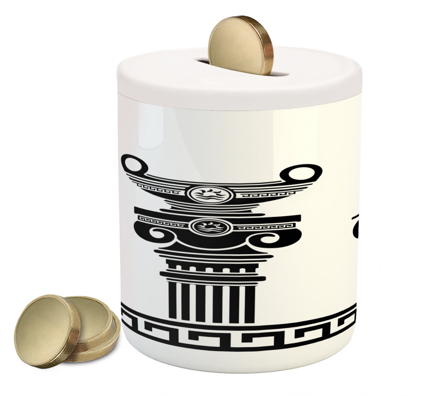 Retro Piggy Bank, Hellenic Vases and Ionic Columns Design Amphora ...