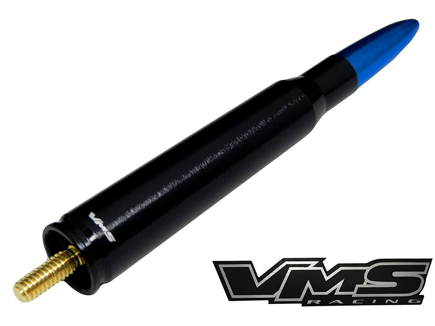 50 Cal Caliber BLACK BLUE TIP BULLET ANTENNA Heavy Gauge CNC Machined ...