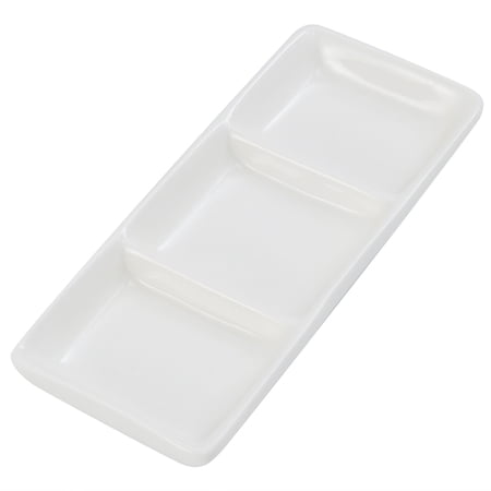 8.5 Inch Pure White Ceramic 3-Compartment Appetizer Serving Tray ...