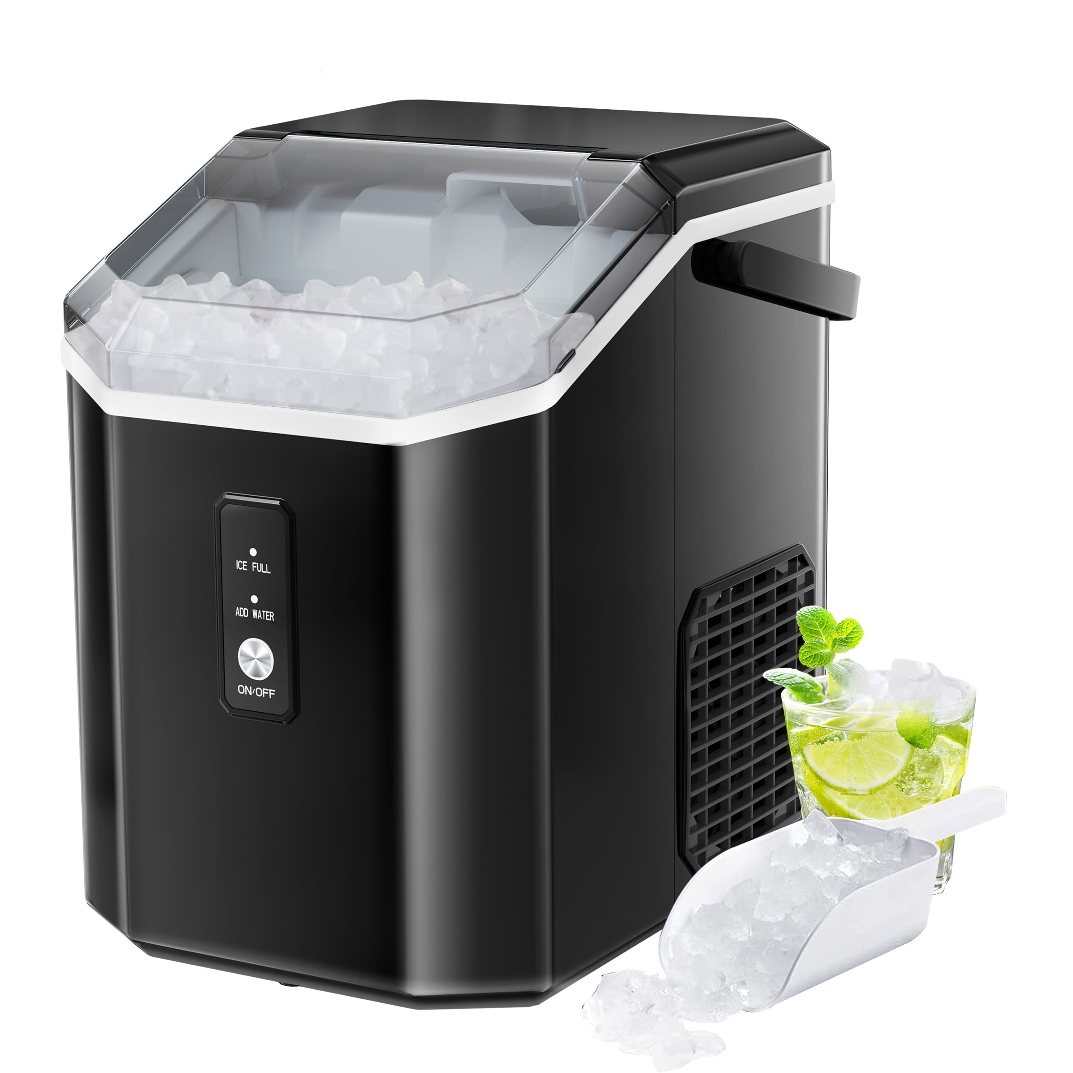 AGLUCKY Nugget Ice Maker Countertop, Portable Pebble Ice Machine with ...