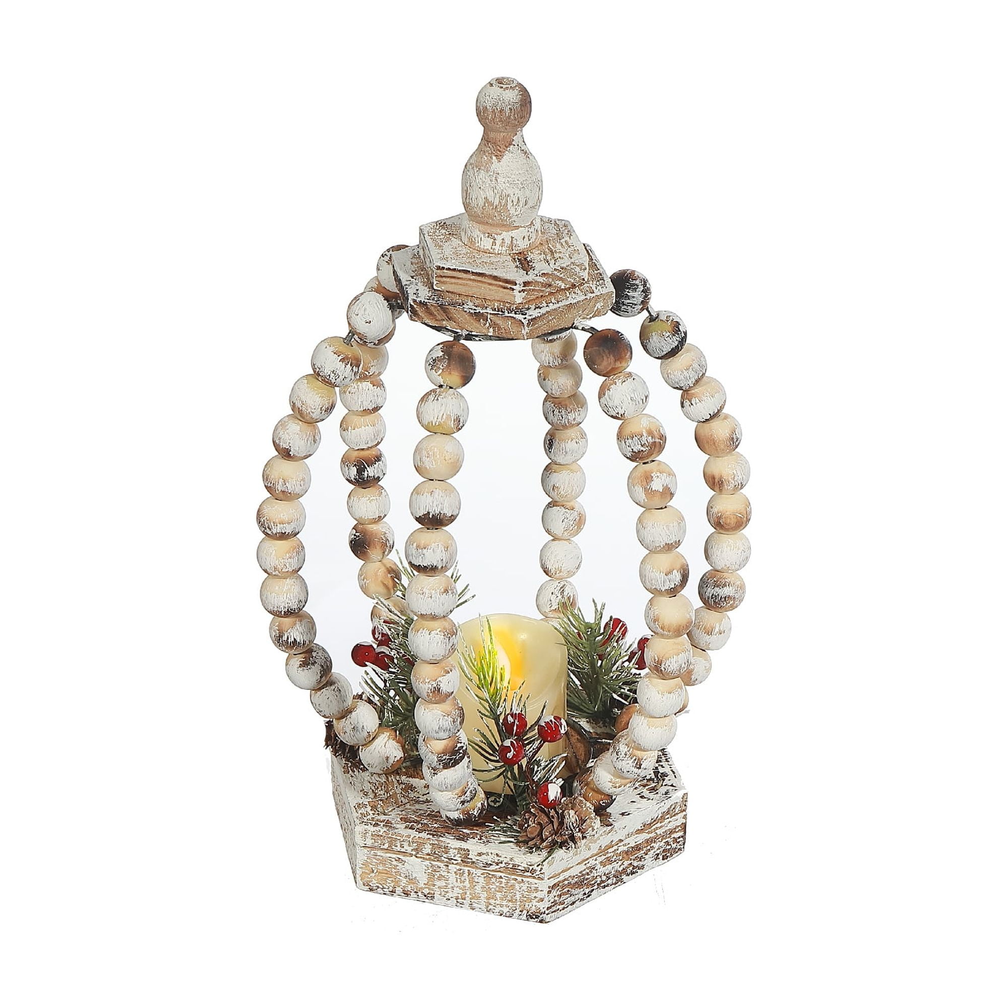 Click here for Ih Casadécor Led Wood Beaded Pumpkin Open Lantern prices