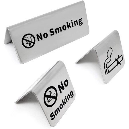 HISRFO 3PCS Double Side NO Smoking Signs Stainless Steel NO Smoking ...