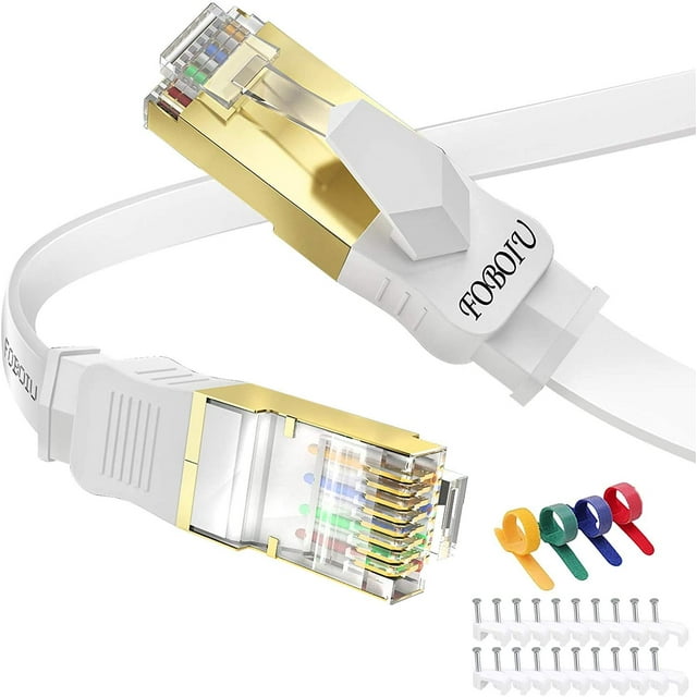 Ethernet Cable 30 ft, FOBOIU Cat7 Ethernet Cable with Straps and Clips ...