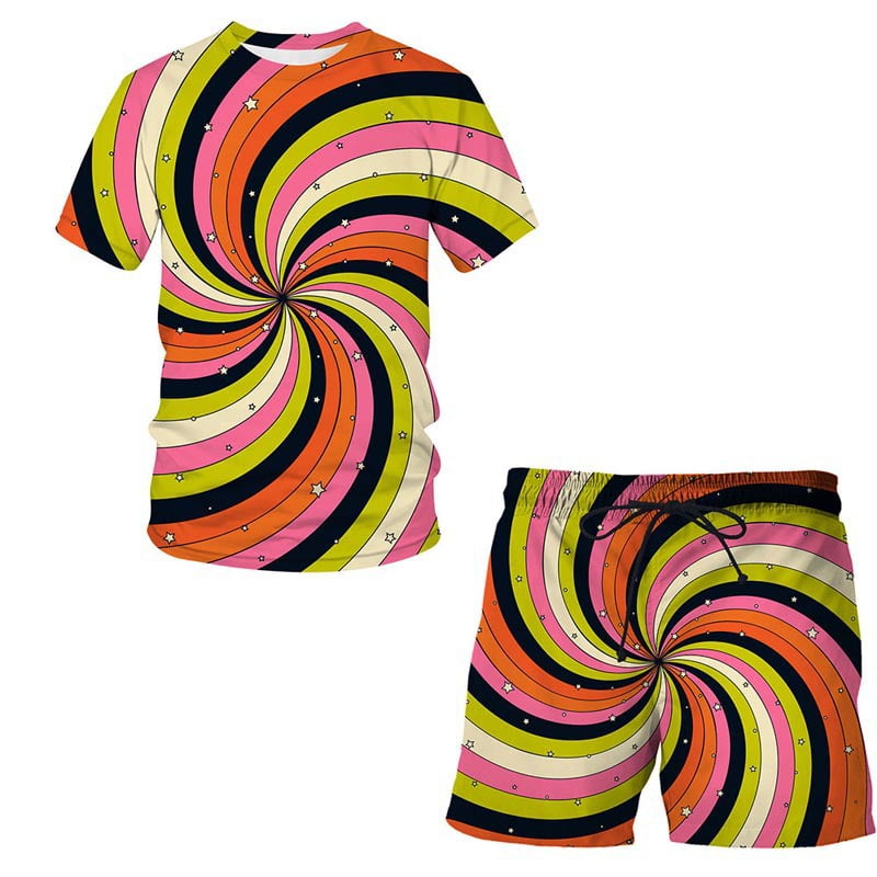Outfits for Men 2 Piece Sets,Fashion Summer Tie Dye 3D Digital Printing ...