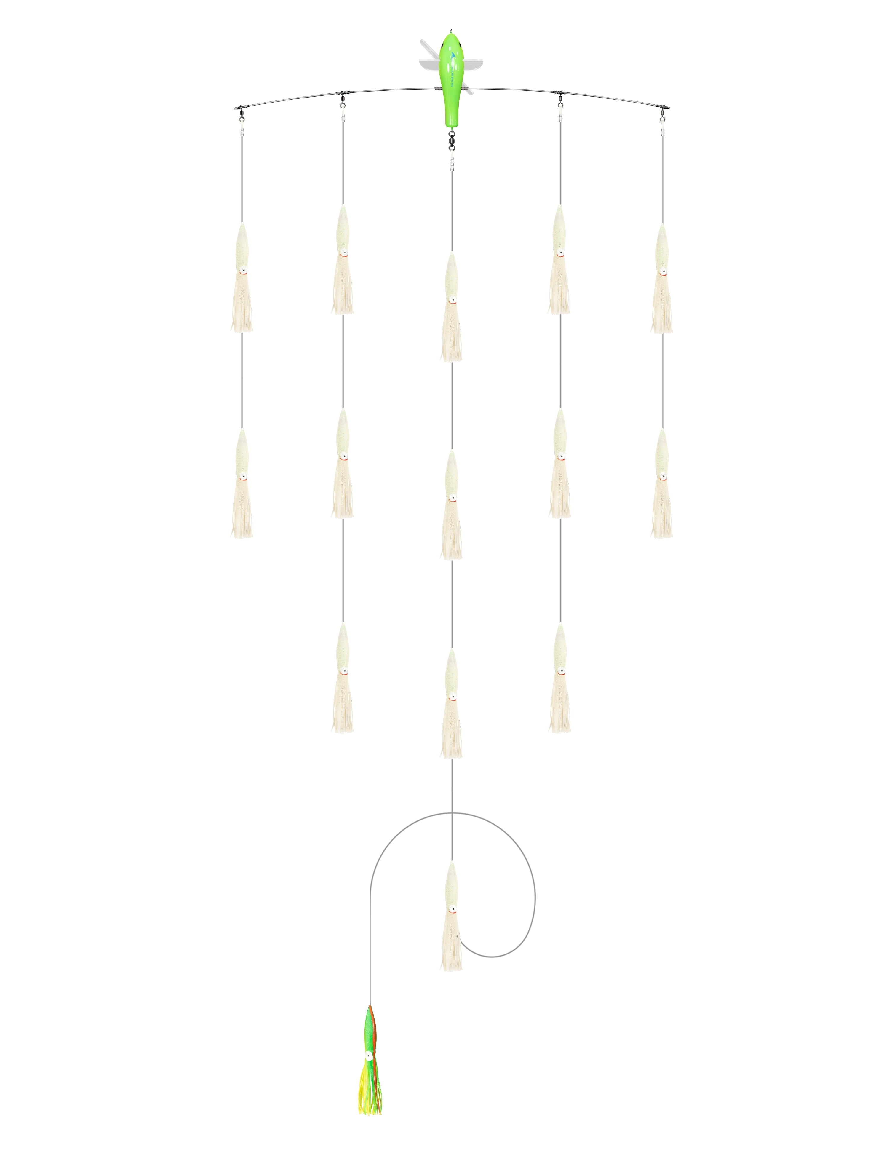 BLUEWING 36in Fishing Spreader Bar Port Walker Baits Bulb Squids and ...