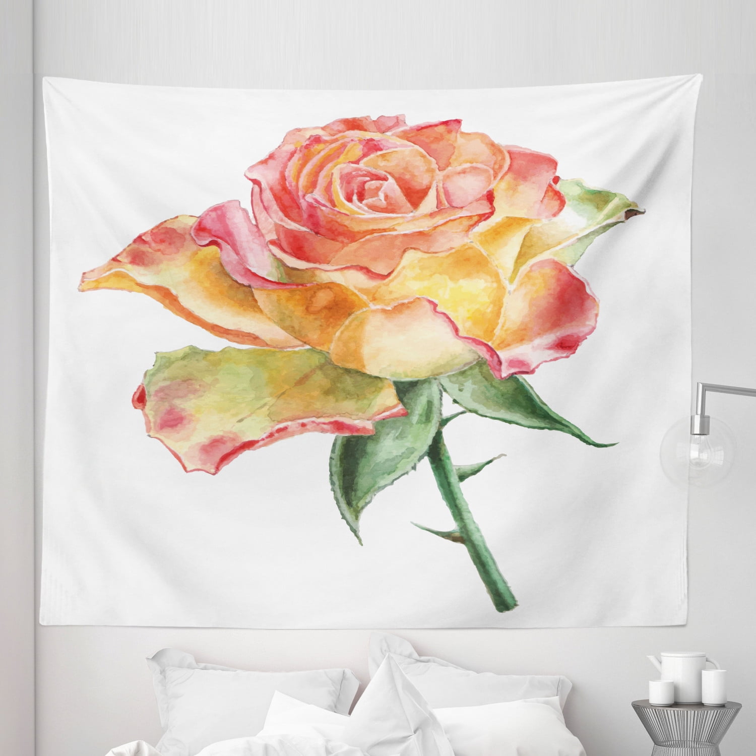 Rose Tapestry, Hand Drawn Rose in Watercolors Lively Petals Botanical ...