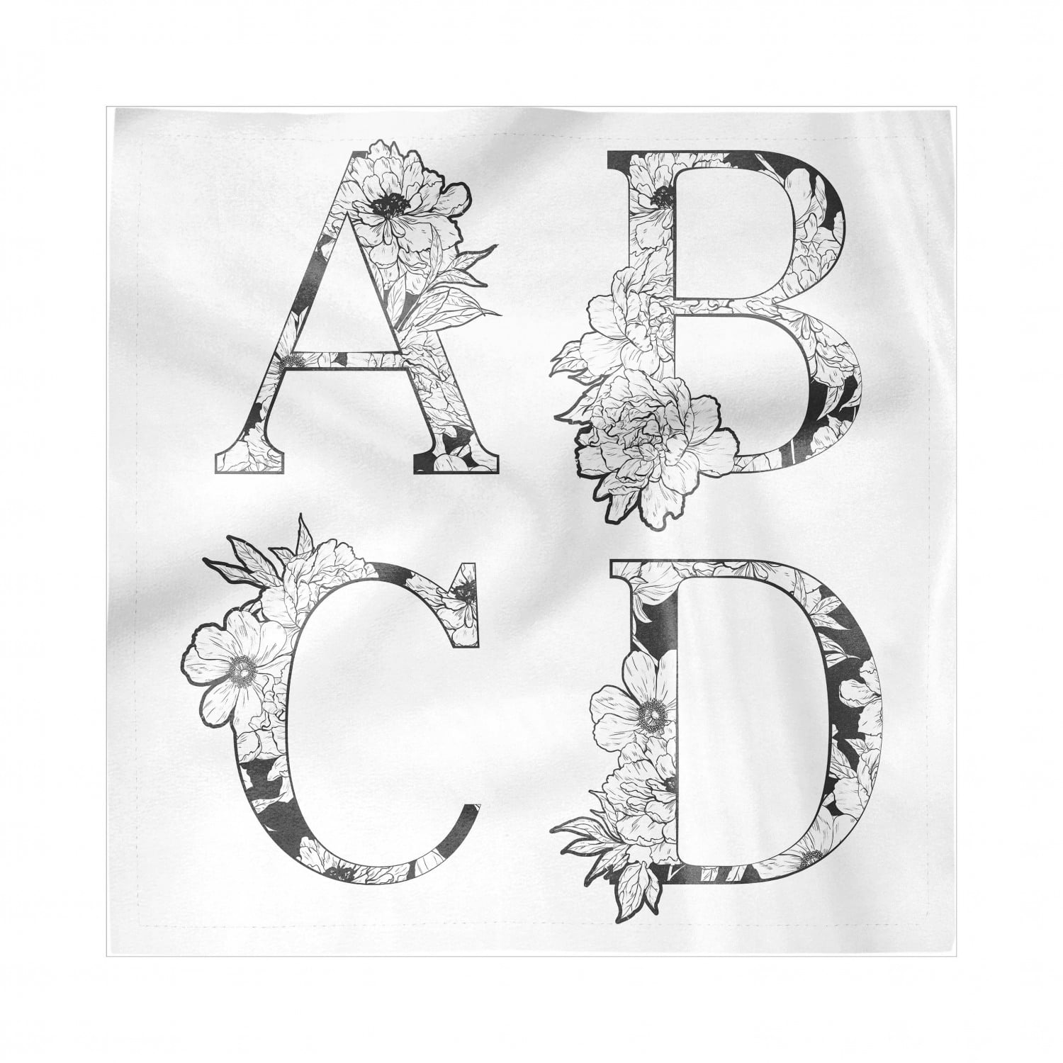 Alphabet Decorative Napkins Set Of 4 ABCD Letters With Floral alphabet-decorative-napkins-set-of-4-abcd-letters-with-floral