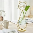 cpengpj Cat Shaped Hydroponic Flower Vase Iron Gold Black Home Decor ...