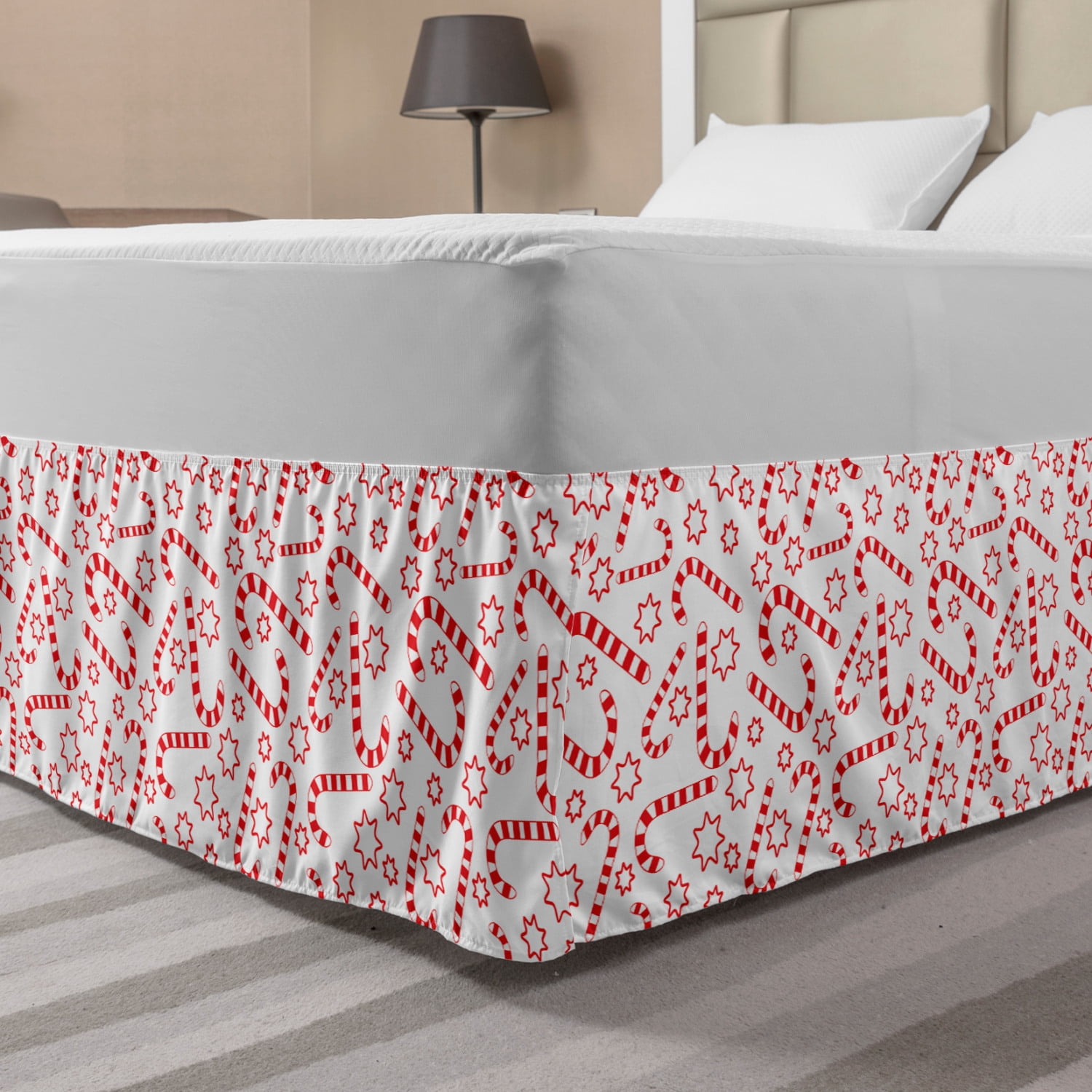 Candy Cane Bed Skirt, Illustration of Xmas Themed Traditional Candies ...