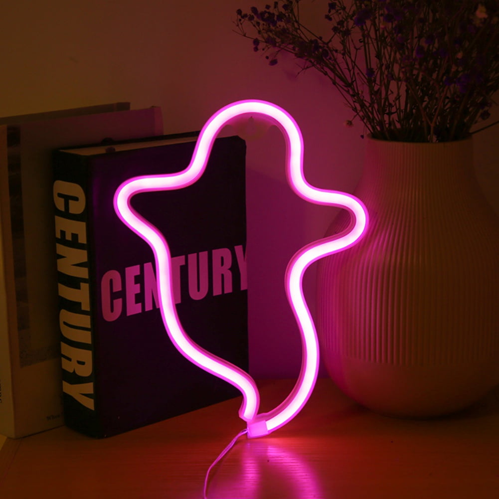 Halloween Ghost Night Lights LED Neon Signs with Base Table Lamp for ...