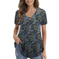 Folunsi Womens Plus Size Tops V Neck Short Sleeve Shirt Floral Blouses