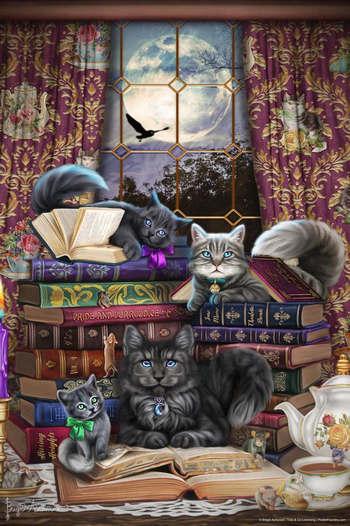 Storytime Cats and Books by Brigid Ashwood Cat Posters for Wall Funny ...