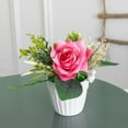 Dvruxg Artificial Flowers Artificial Hydrangea Flowers in Ceramic Vase ...