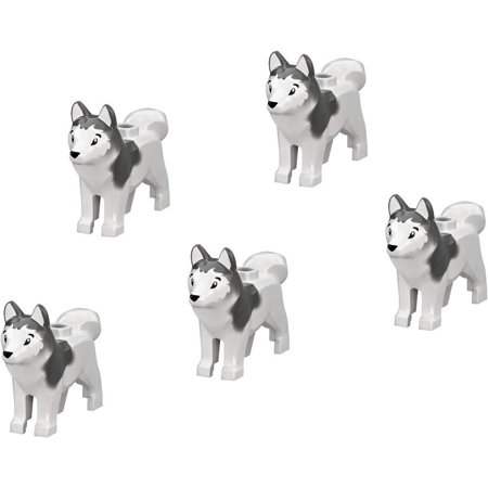 LEGO Animal: Arctic Siberian Husky Dog Minifigure (Pack of 5 for Sled ...