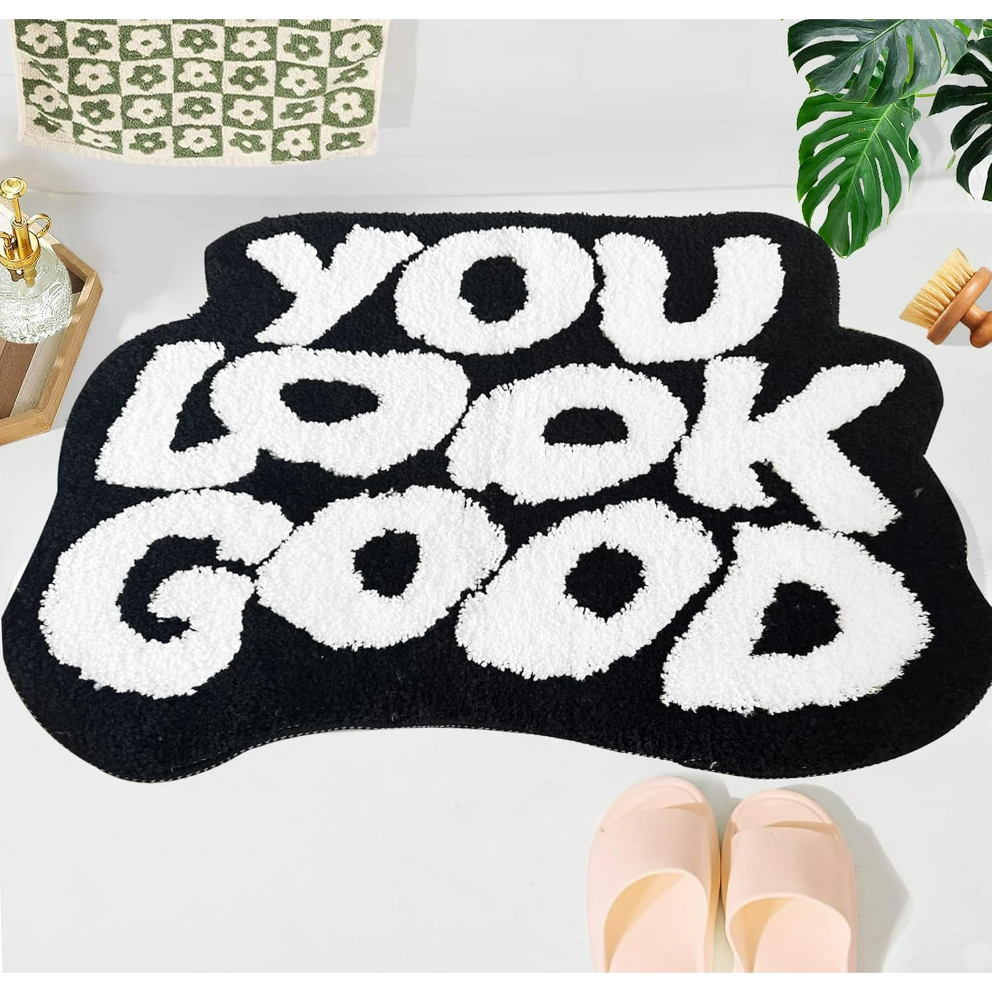 Click here for You Look Good Bath Mat Black And White Bathroom Ru... prices