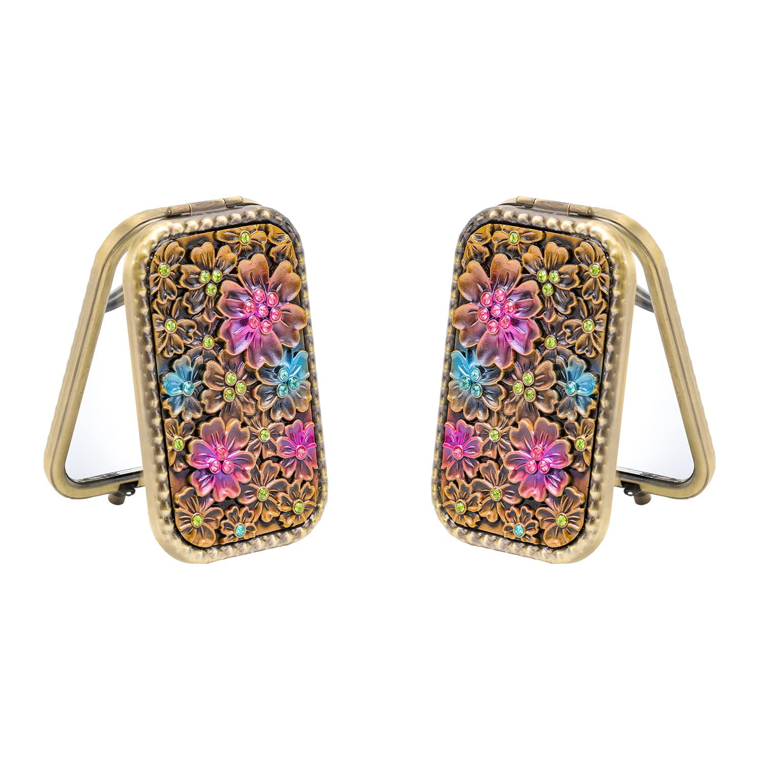 Holzlrgus 2 Pcs Vintage Makeup Mirror Metal Flower Foldable Mirror ...