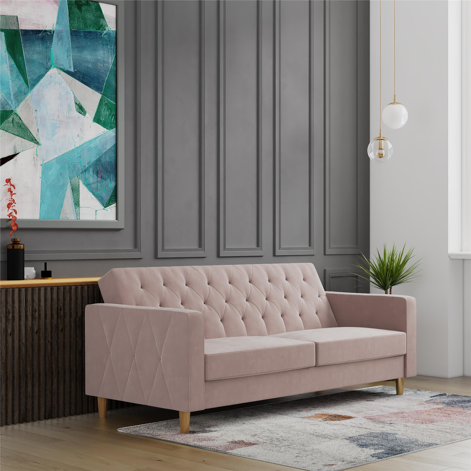CosmoLiving Liberty Futon with Storage, Blush Velvet - Walmart.com