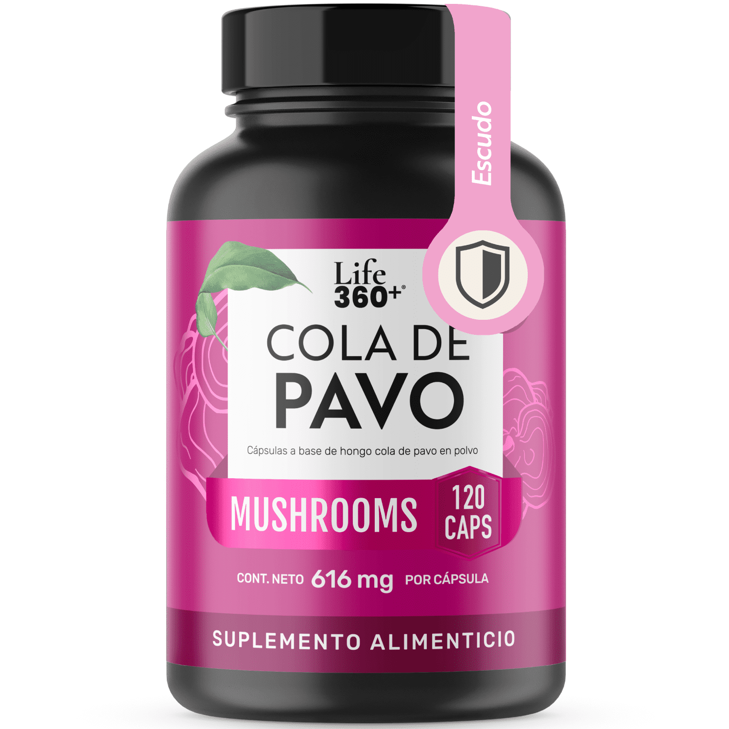 LIFE 360+ Cola de Pavo | 120 Cápsulas | 616 mg c/u | 60 Porciones ...