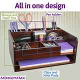 MissionMax Brown Desk Organizer with File Tray and Compartments for ...