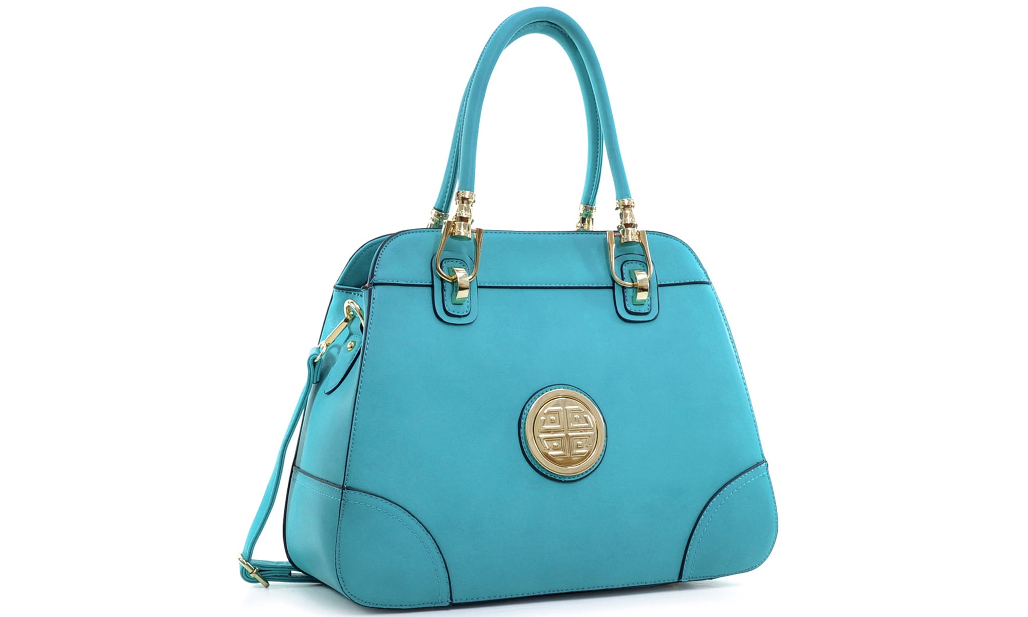 Dasein Emblem Metal Hinge Handle Bag with Removable Shoulder Strap ...