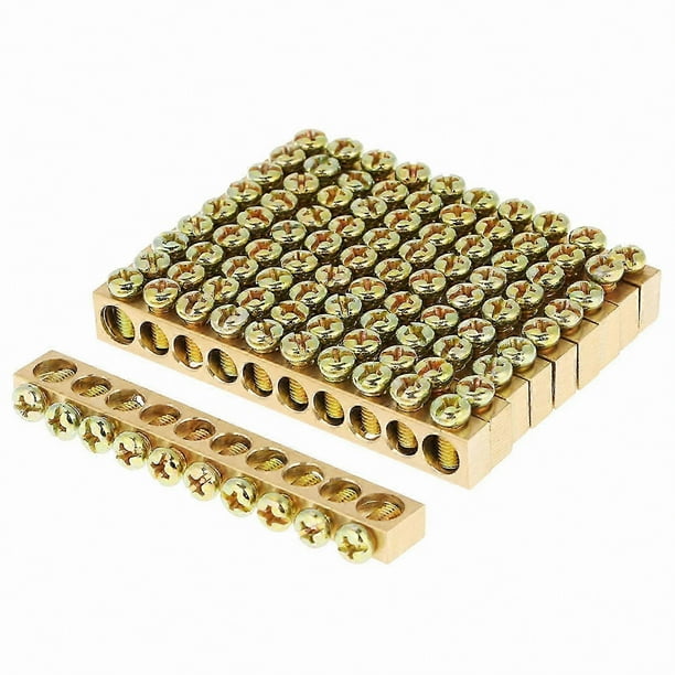 10-Pack Brass Terminal Blocks with 10 Holes for Electrical Wire ...