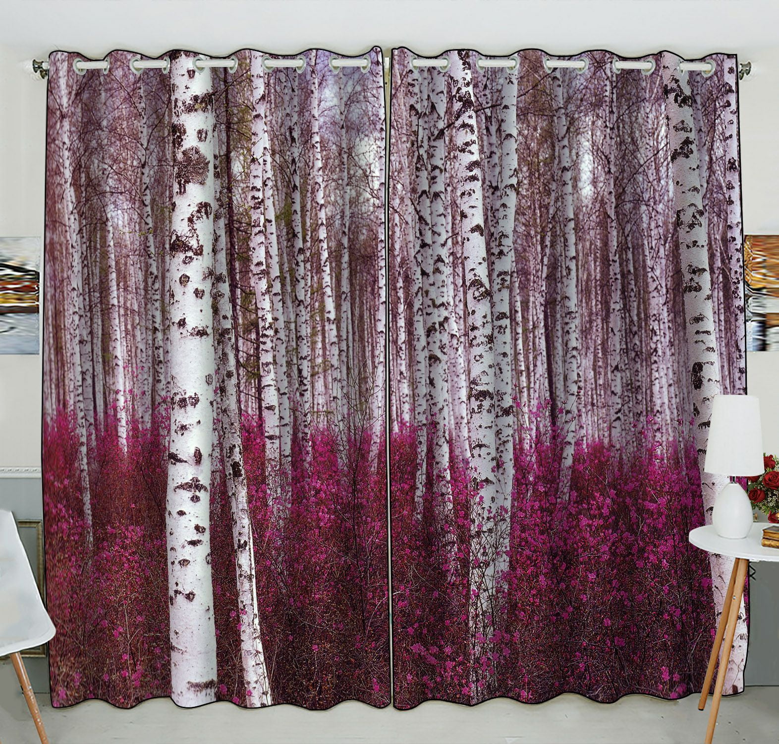 ZKGK Birch Tree Window Curtain Drapery/Panels/Treatment For Living Room ...