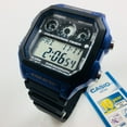 Casio Men's Digital Black Band Square Blue Resin Case Watch AE1300WH ...