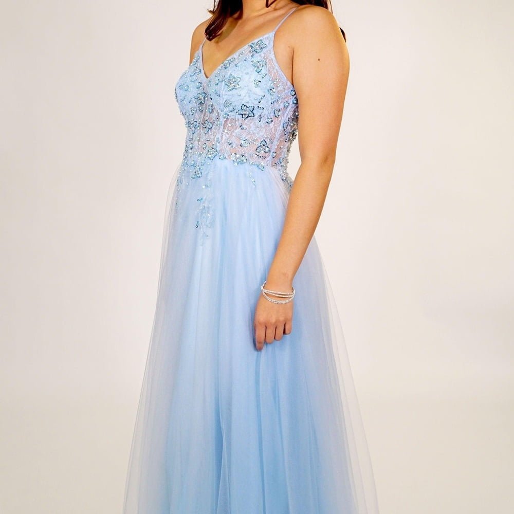 Dylan & Davids Long Jeweled Beaded Tulle Prom Dress - Walmart.com