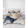 Abstract Quilts Bedding Set Full Size Modern Gold Blue Grey Geometric ...
